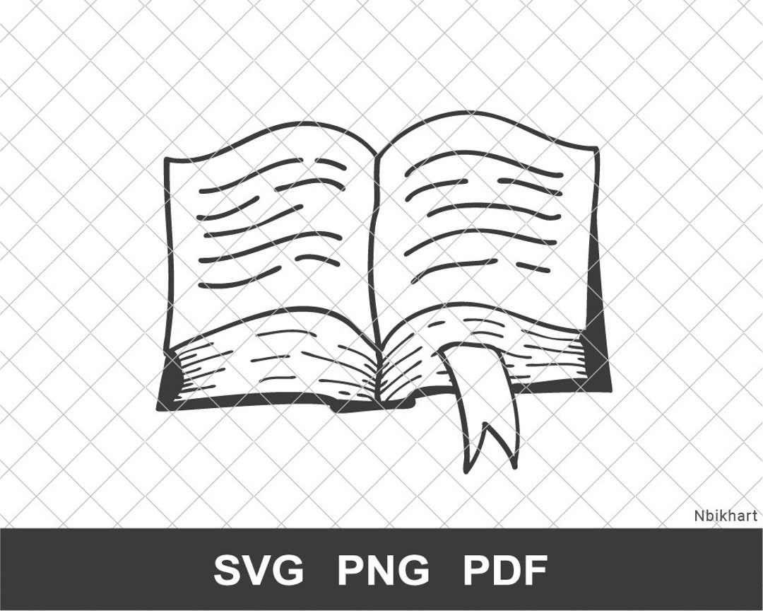 Open Book SVG Clipart, Book Lover Gift, Old Book Design, Reading ...