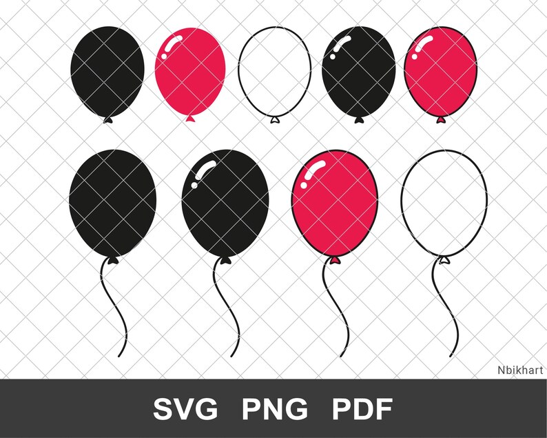 Balloon SVG Cut File, Instant Download, Colorful Balloons Graphic ...