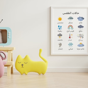 Weather Arabic Poster, Educational Wall Art, Arabic Language Learning ...