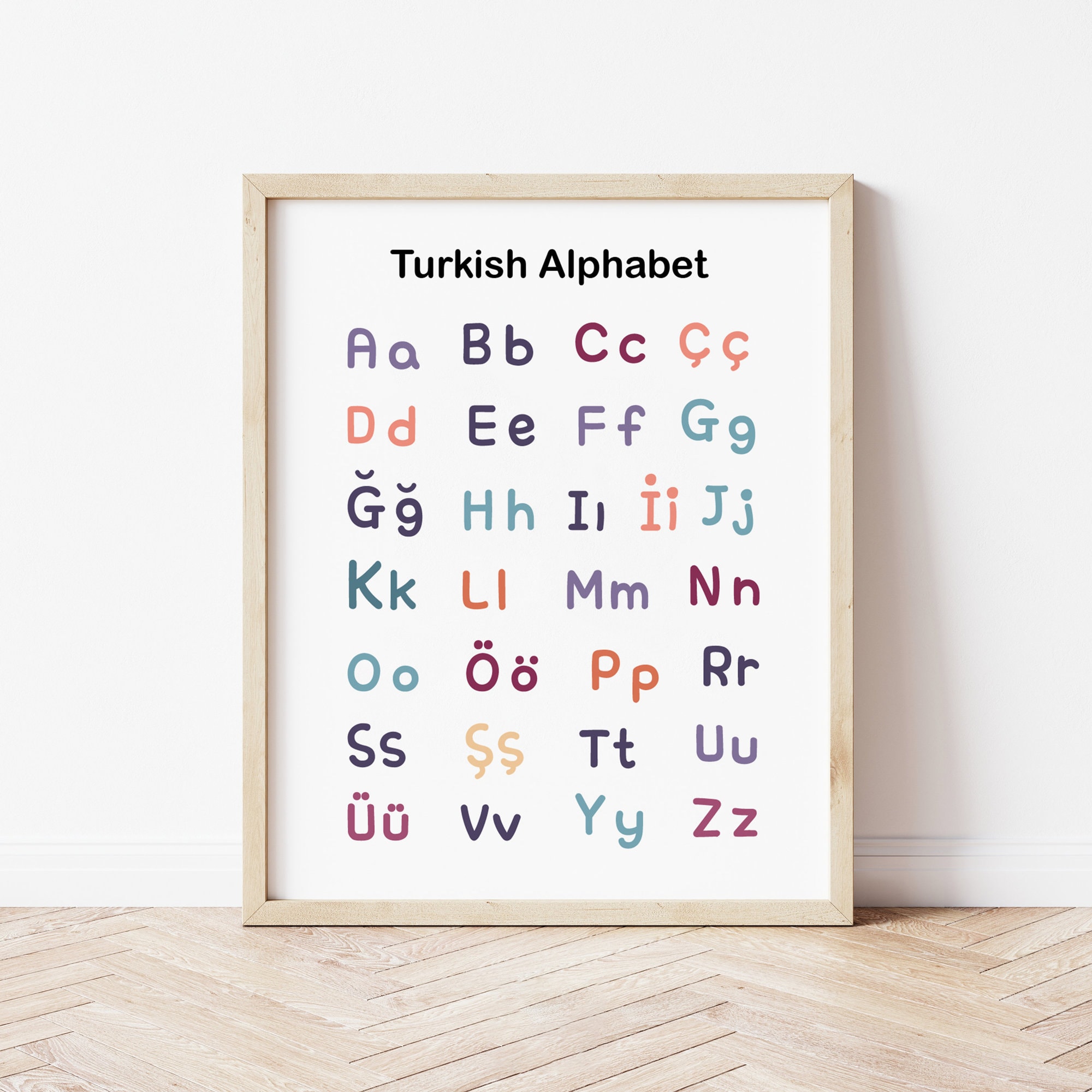 Turkish Alphabet Poster, Language Learning Wall Art, Educational Poster ...