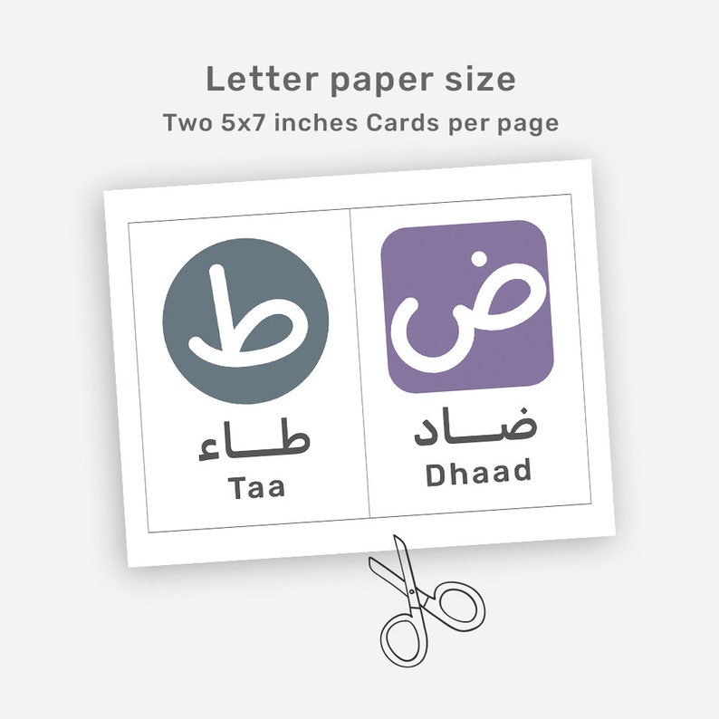 28 Arabic Alphabet Flashcards Set, Kids Educational Learning Cards ...