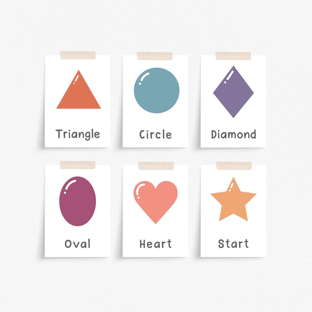 12 Shapes Flash Cards, Shapes Cards, Geometric Flash Cards, DIGITAL ...