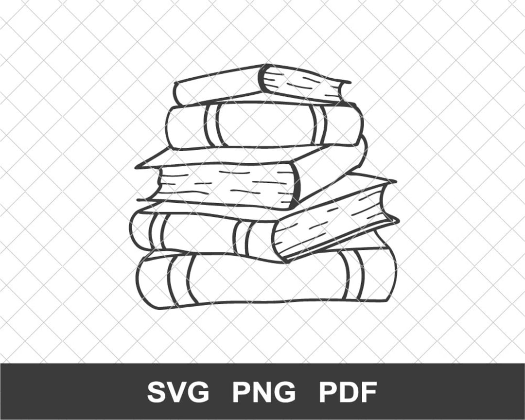Stack of Books SVG File, Book Lover Gift, Reading Decor, Library Art ...