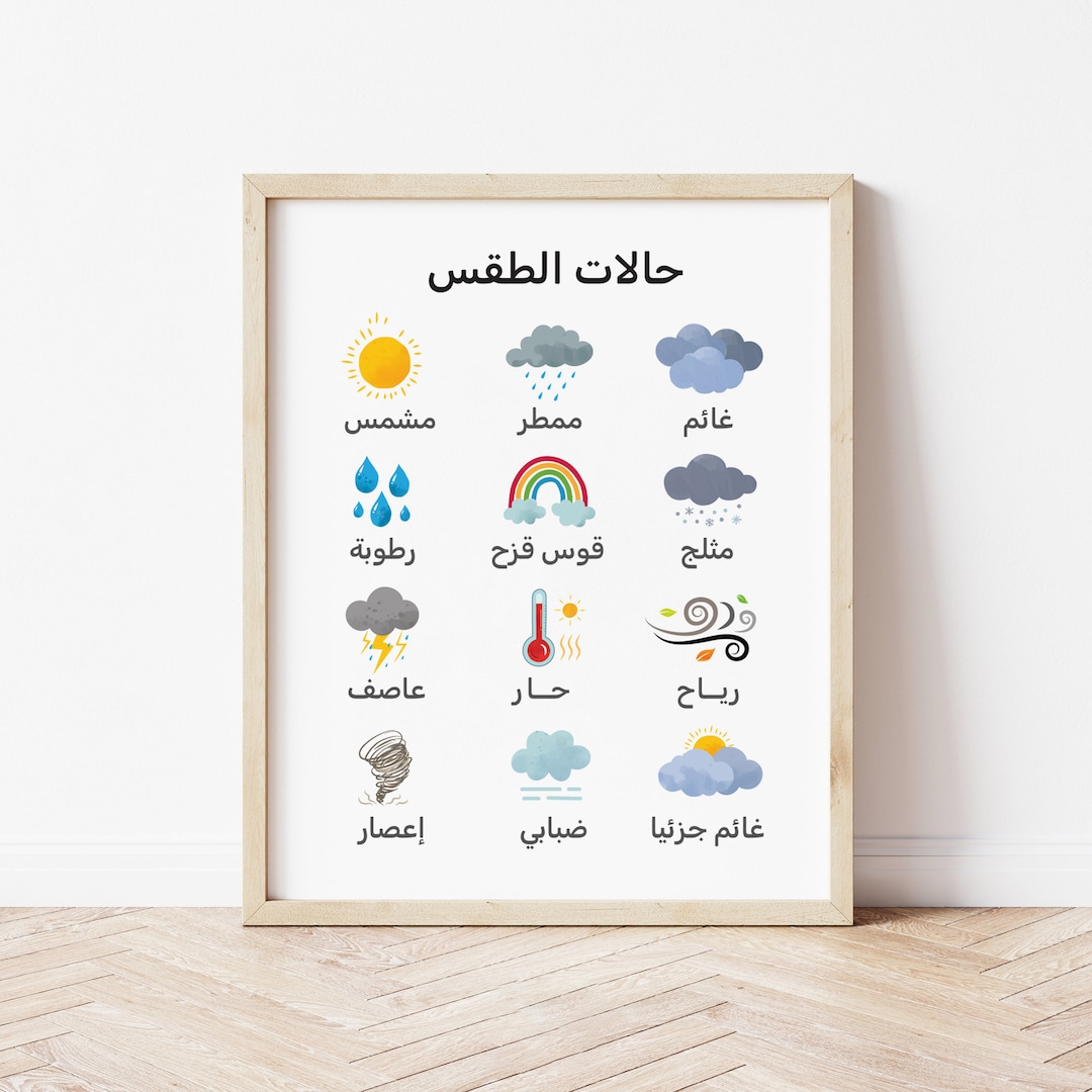 Weather Arabic Poster, Educational Wall Art, Arabic Language Learning ...
