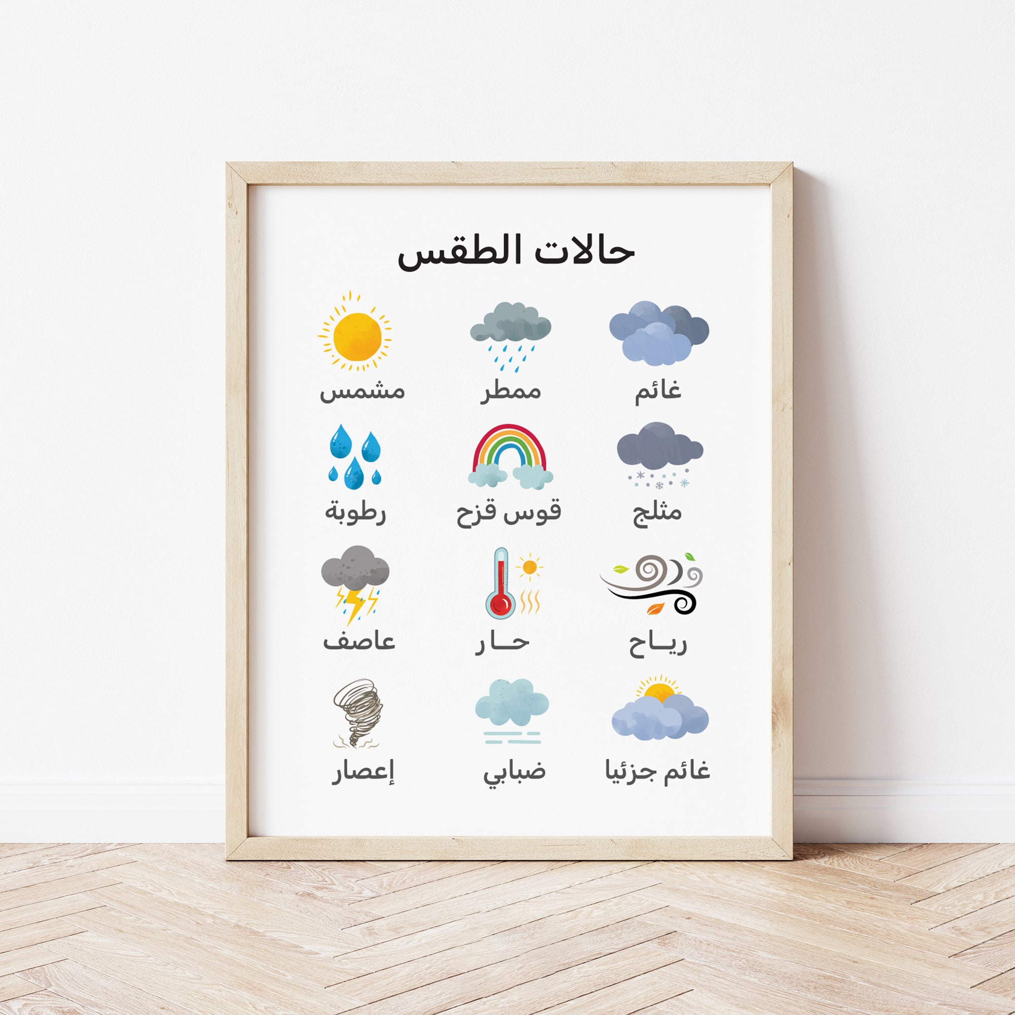 Weather Arabic Poster, Educational Wall Art, Arabic Language Learning ...
