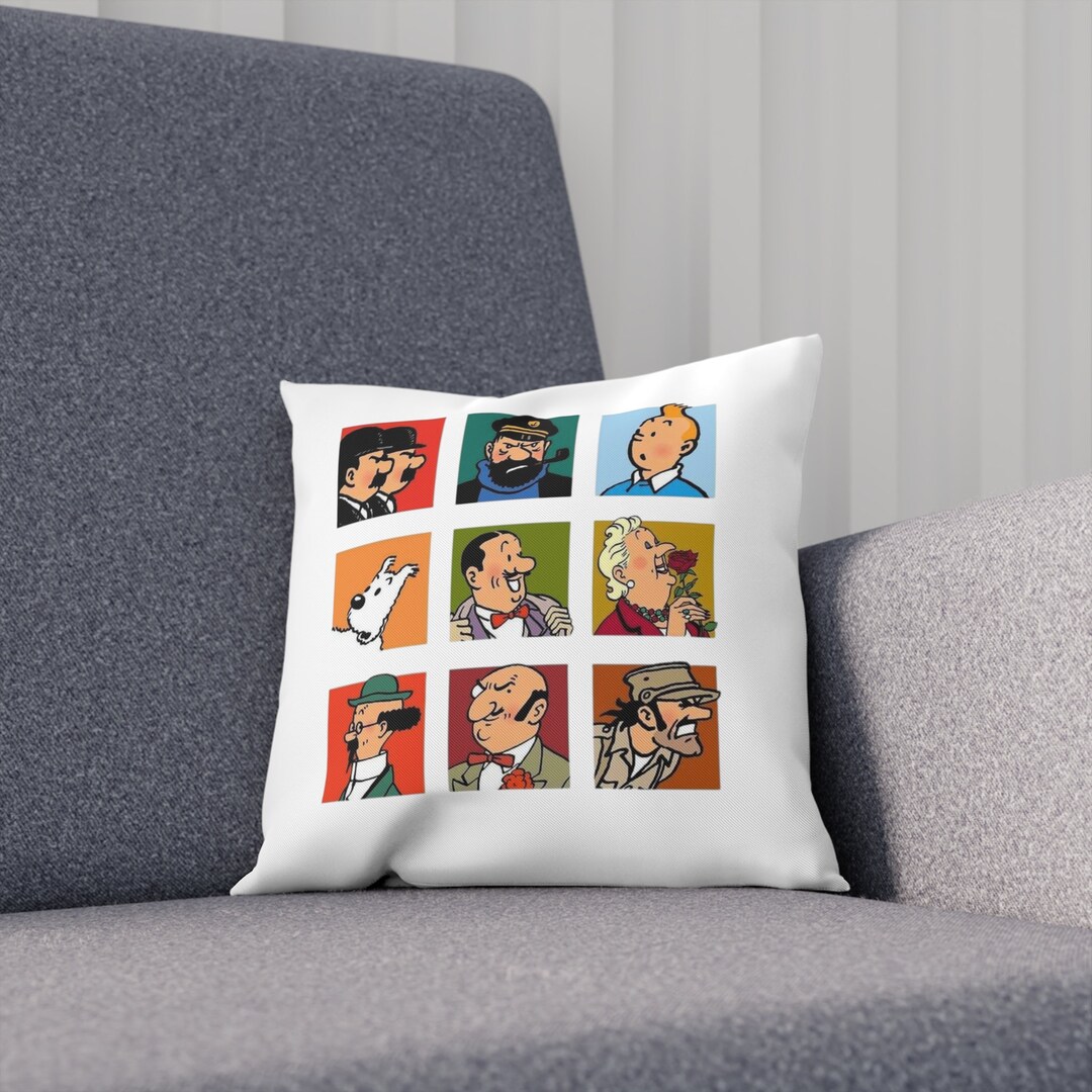 Tintin Characters Cushion, 100% Cotton, 2 Sizes - Etsy