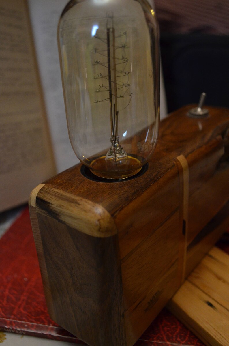 Handmade Wooden Table Lamp With Edison Lamp - Etsy
