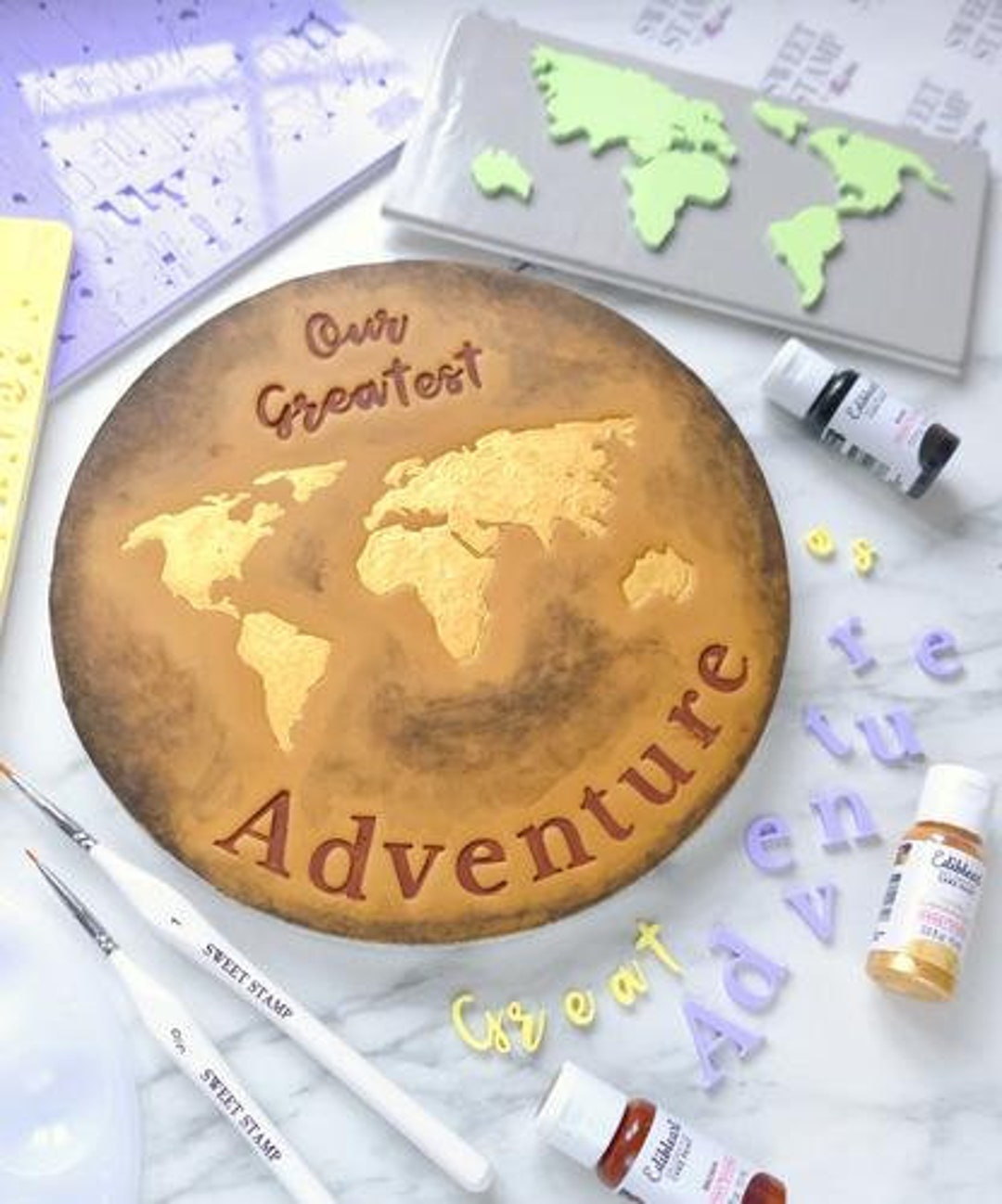 Sweet Stamp Great Adventure World Map Acrylic Embosser for Painting ...