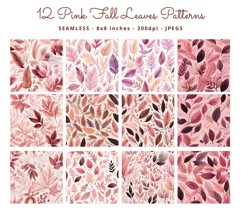 Pink Fall Leaves Seamless Bundle - Etsy