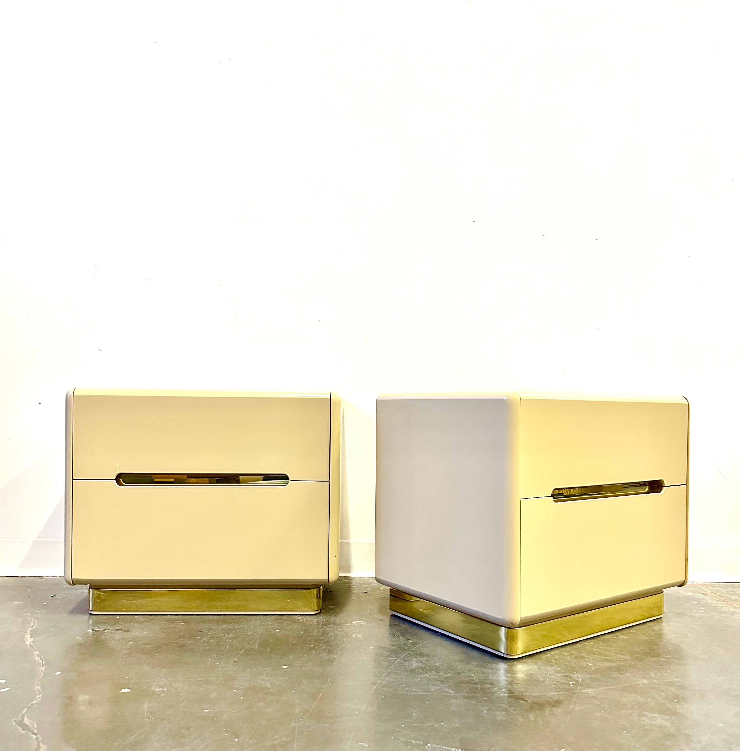 1980s Lane Postmodern Cream Lacquered Nightstands - Etsy