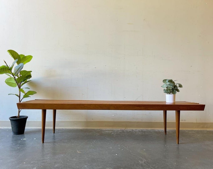 Mid Century Modern Long Slat Bench / Coffee Table - Etsy