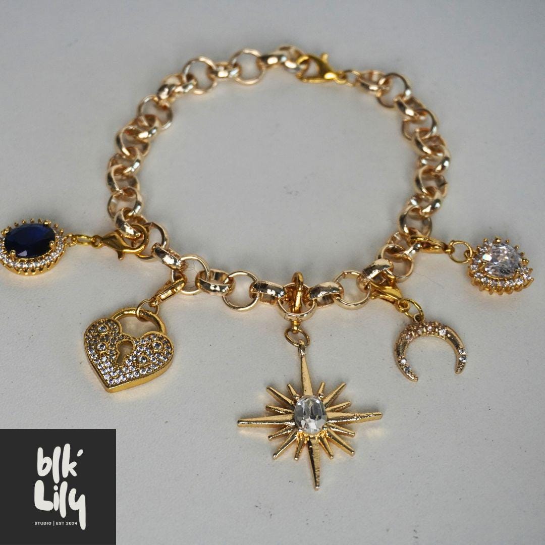 Swarovski Charm Bracelet 24k Gold Elevated Jewellery - Etsy