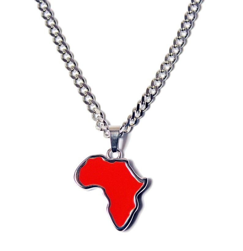 Africa Map Pendant 8 Colors Snake or Curb Chain Option - Stainless ...