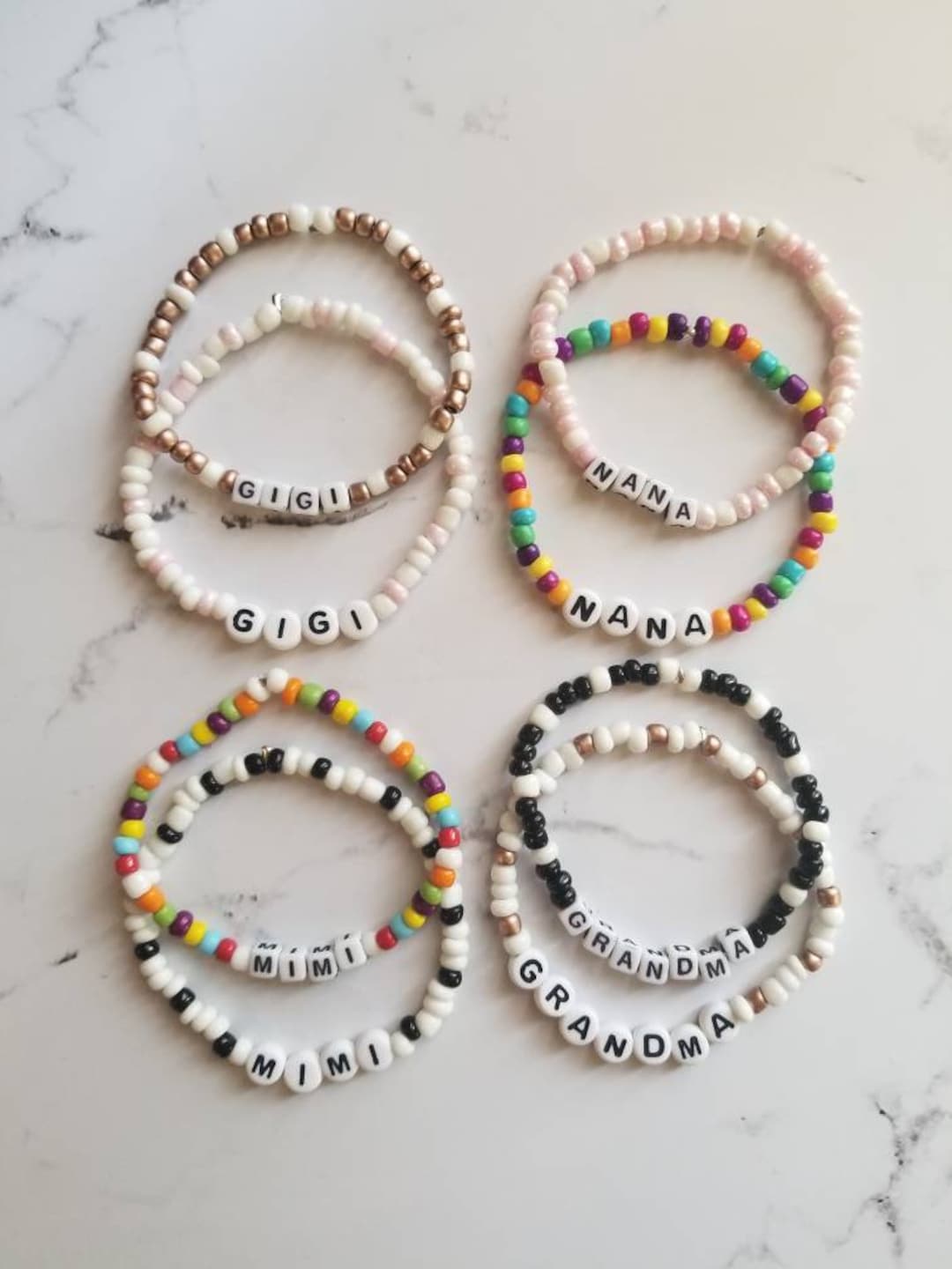 Grandma Bracelets Beaded Bracelets Gifts for Her Custom Jewelry Nana Mimi Gigi Gifts for Grandmas Word Bracelet Sentimental Etsy