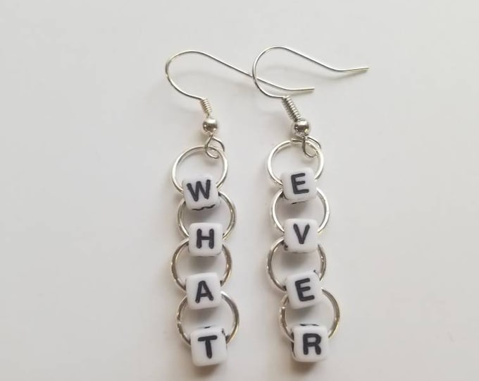 Beaded Word Earrings, Whatever Earrings,dangle Earrings, Quirky ...
