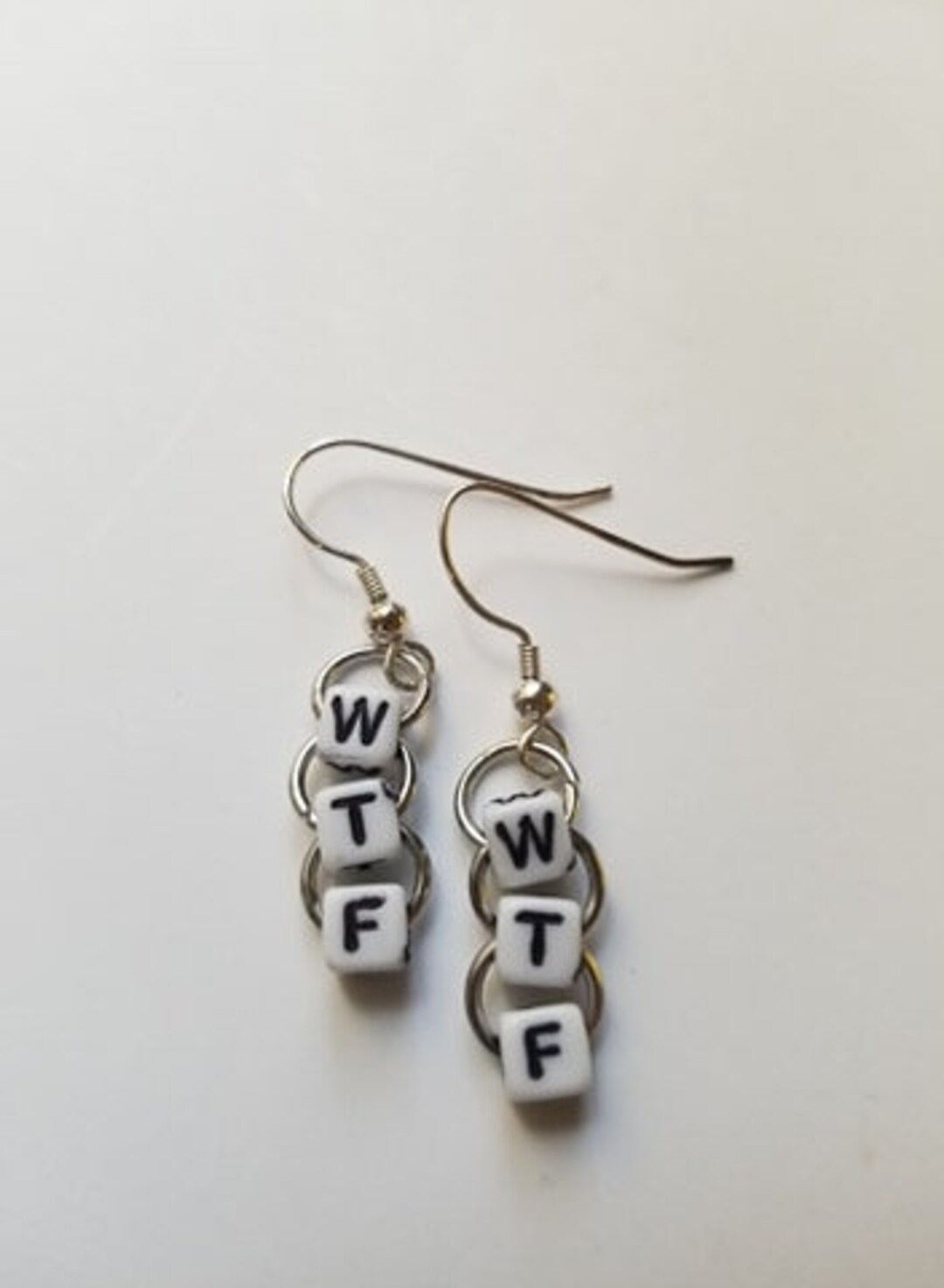 WTF Earrings, Beaded Word Earrings, Dangle Earrings, Quirky Earrings ...