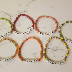 Thanksgiving Bracelets, Beaded Thanksgiving Bracelets, Fall Jewelry ...