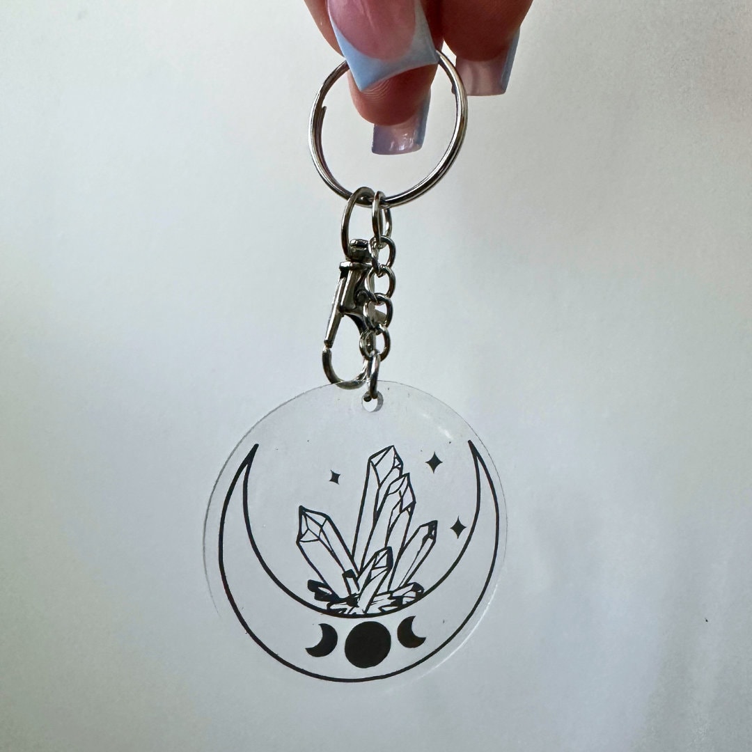 Moon Keychain, Crystal Keychain, Clear Acrylic Keychain, Boho Keychain ...