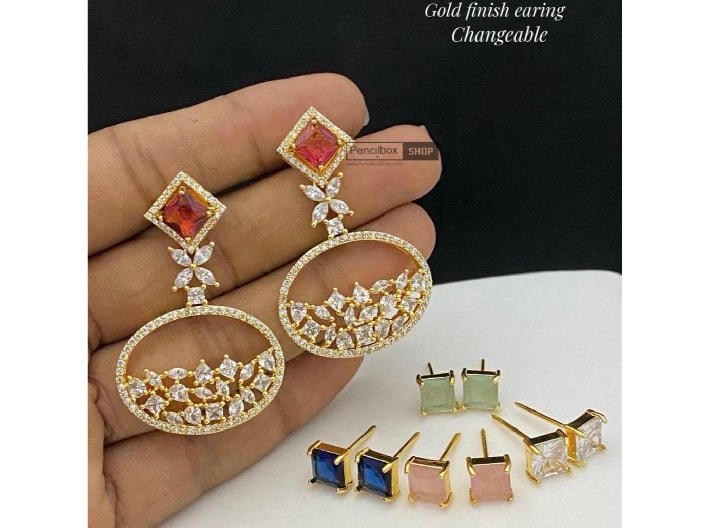 Gold stone earrings designs for daily use store