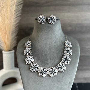 Anaya Flower Victorian White American Diamond Necklace Set,cz Jewelry ...