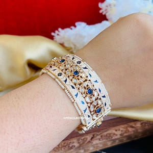 Ruby Ivory Meenakari Tayani 22k Gold Plated Board Statement Kada Bangle ...