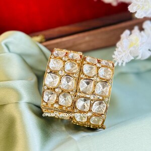 22k Gold Plated Tayani Big Uncut Openable Bangle Set - Etsy