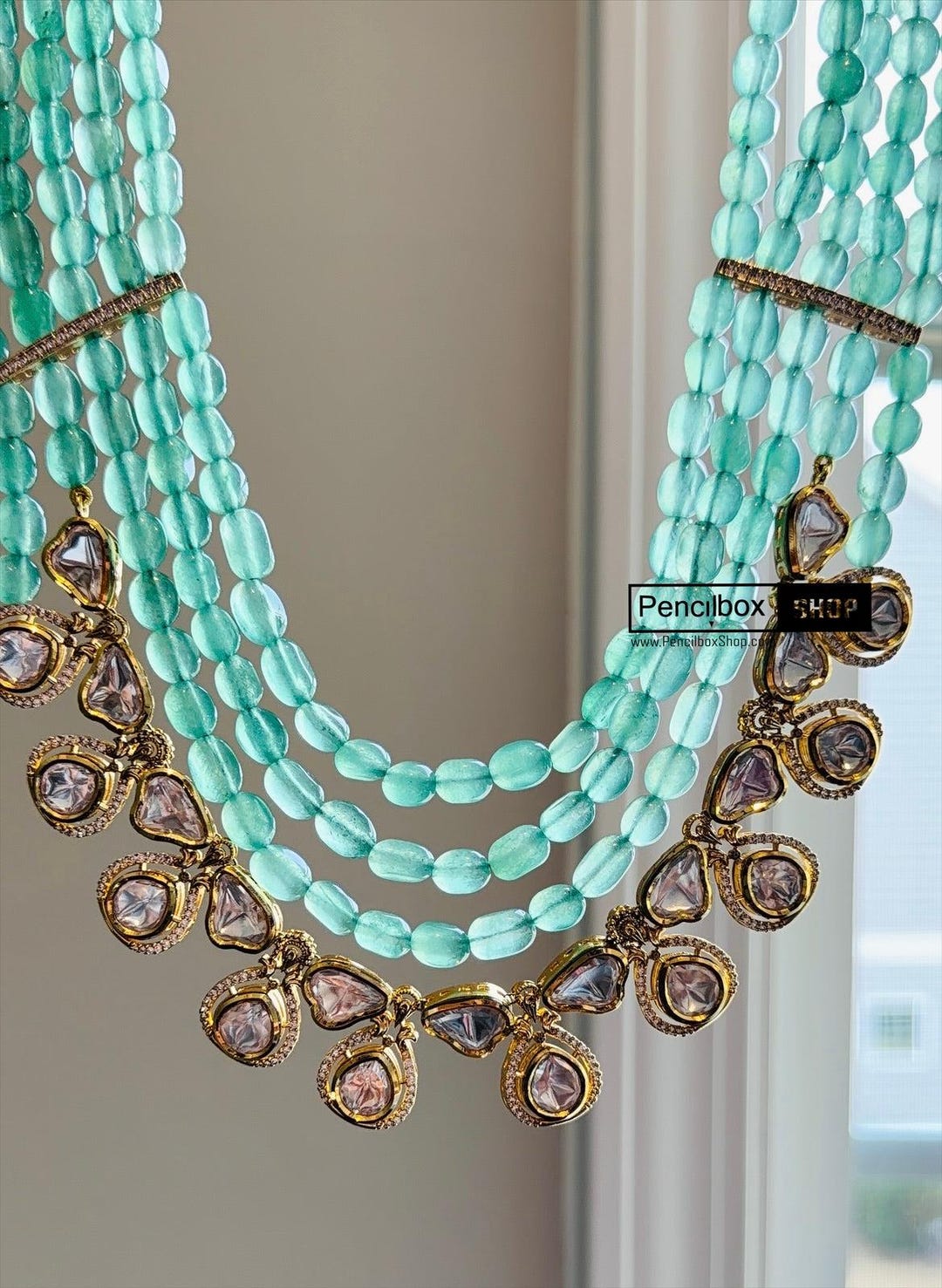 Jade Layered Gold Plated Long Mala Premium Tayani Necklace - Etsy