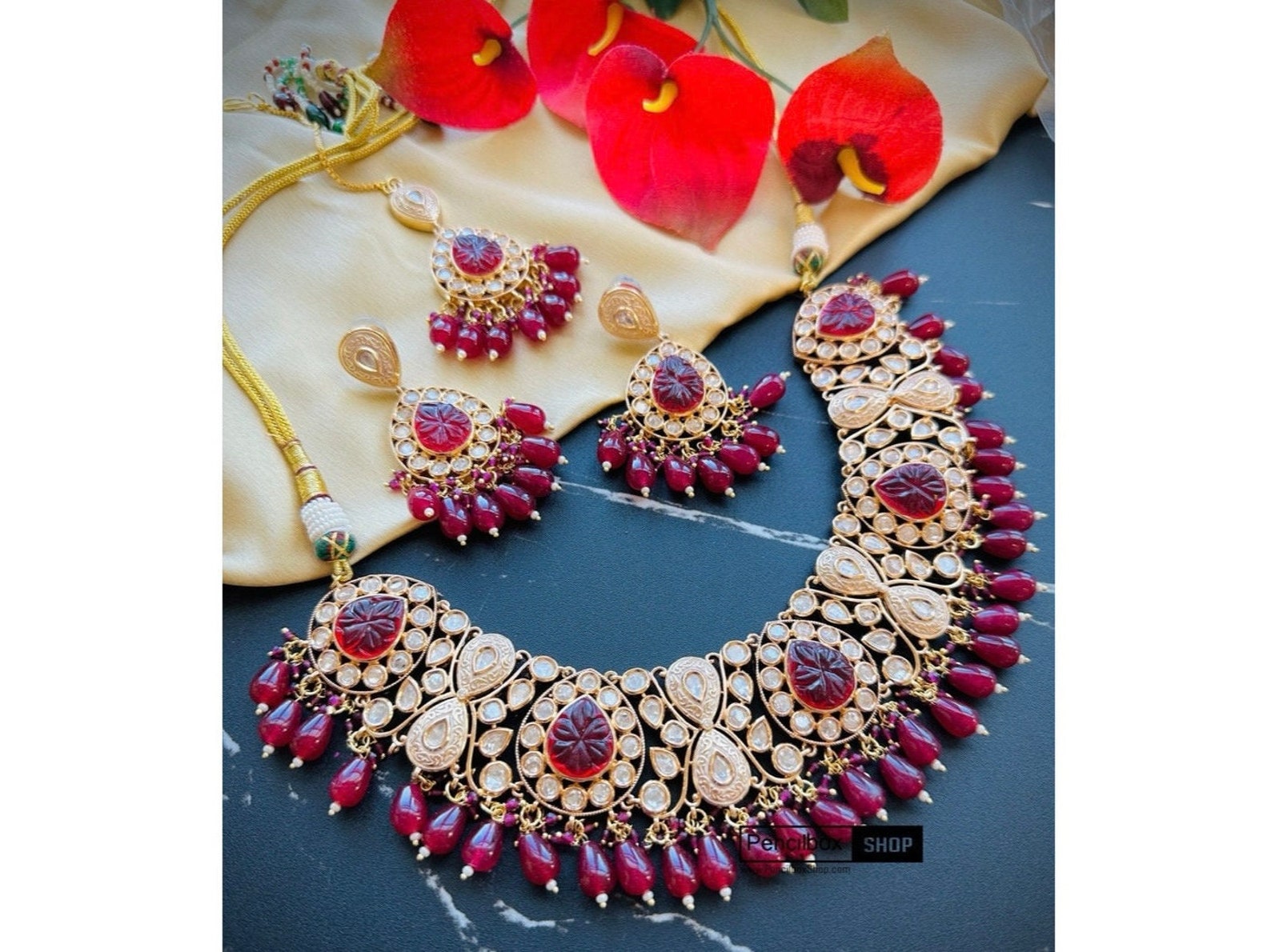 Indian Jewelry,ruby Bridal Kundan Necklace Set ,wedding Jewelry ...