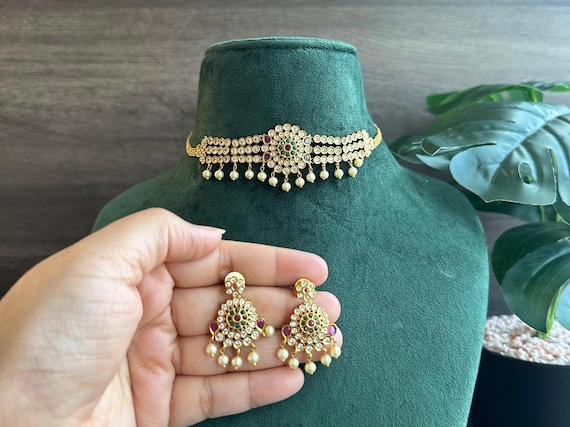 Cz choker necklace gold store