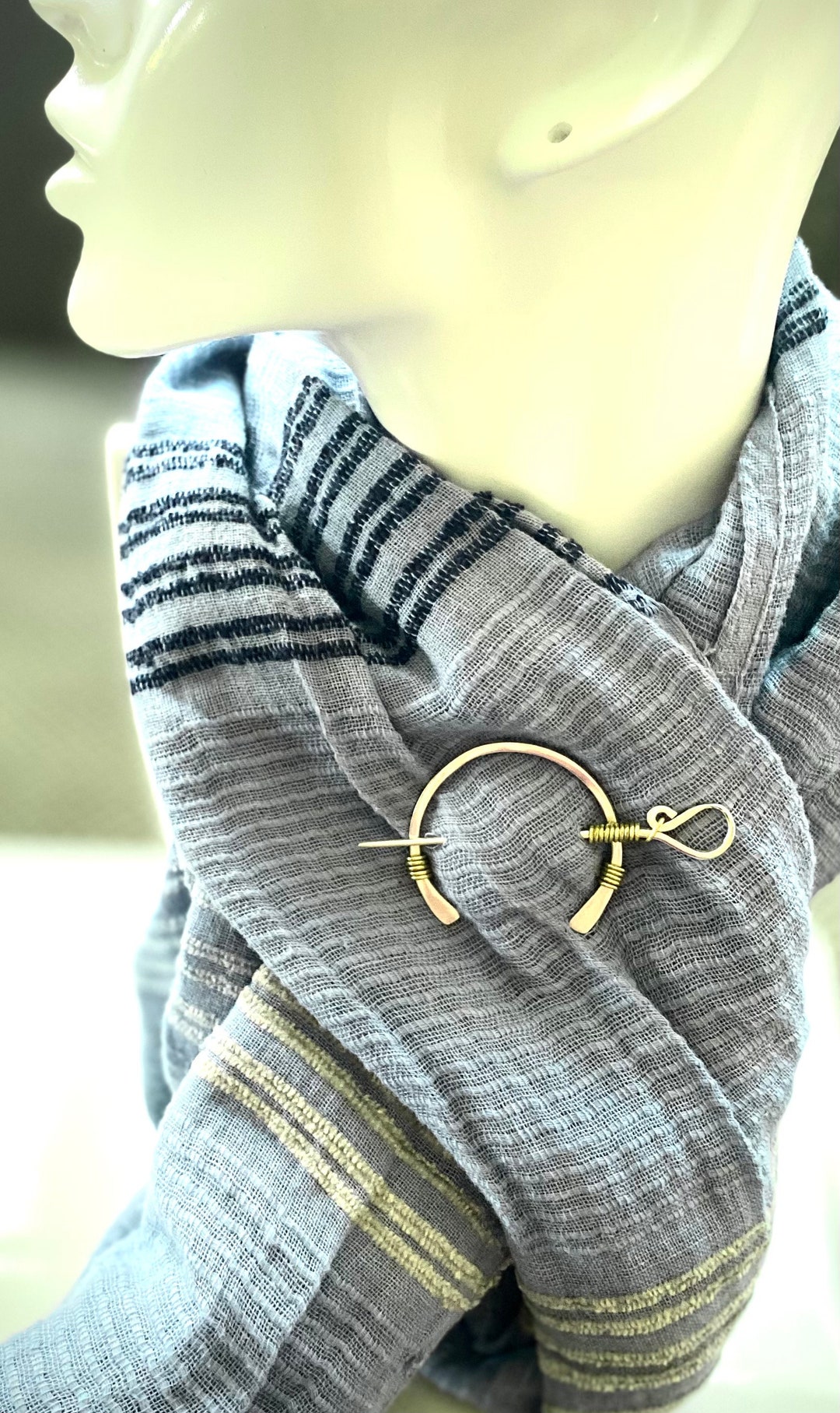 Celtic Cloak Pin, Brooch, With Sterling Silver, Brass Coil Accents - Etsy