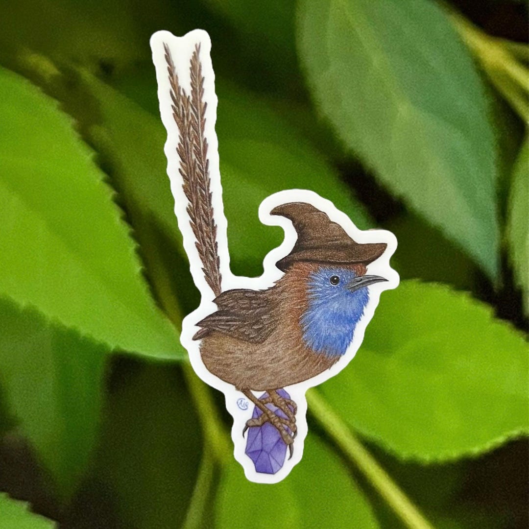 Vinyl Emu Wren Crystal Sticker, Art Sticker, Stickers, Bird Sticker ...