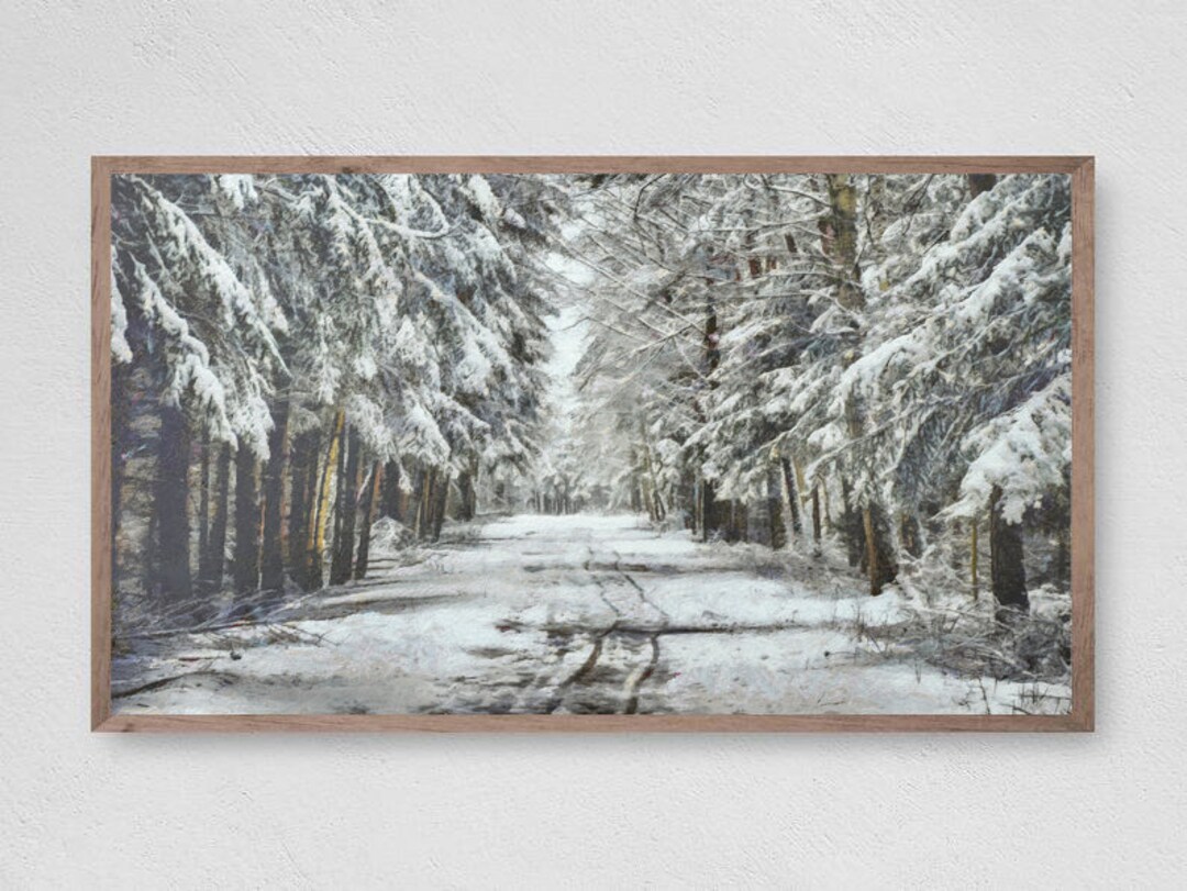 Samsung Frame TV Winter Forest Art, Snowy Winter Wonderland, Pine ...