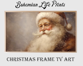 Vintage Santa Christmas Frame Tv Art, Neutral Holiday Santa Claus ...