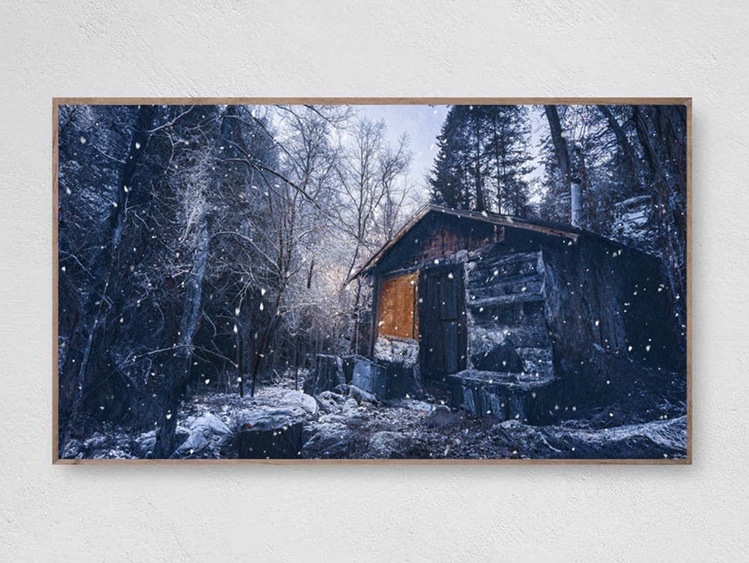 Samsung Frame TV Winter Cottage Art, Frame Tv Winter Cabin Art, Winter ...