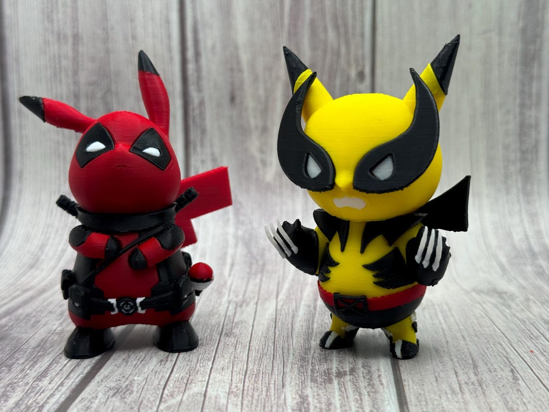 Chibi Deadpool Wolverine Pikachu Collectible Combo Pack, Marvel Heroes ...