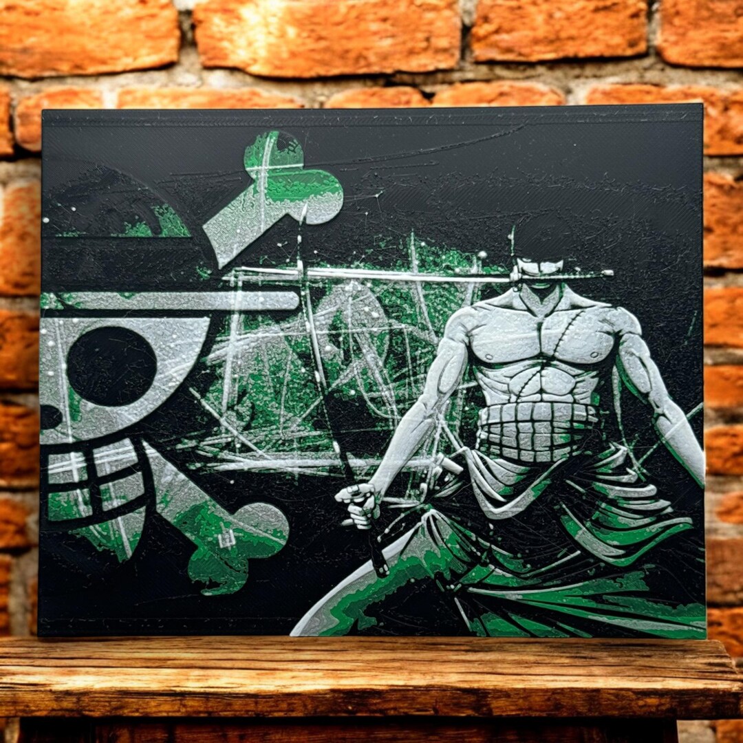 Roronoa Zoro One Piece 3D Hueforge Art Textured Tile Wall Decor 6.5x5.5 ...
