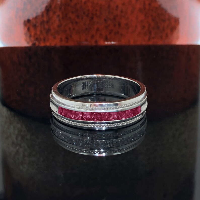 Princess Cut Red Ruby Ring 1 Carat Total Weight in 925 - Etsy