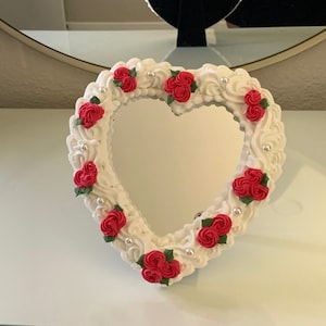 White Frosting Heart Cake Mirror - Etsy