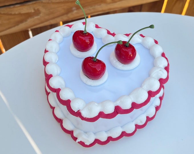 READY TO SHIP Fake Cake Jewelry Box, Trinket Box, Heart Shaped Cake ...