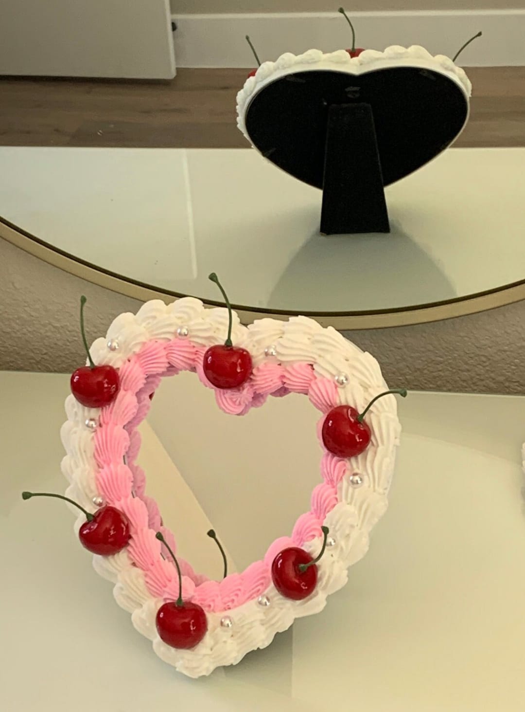 White & Pink Cake Mirror - Etsy
