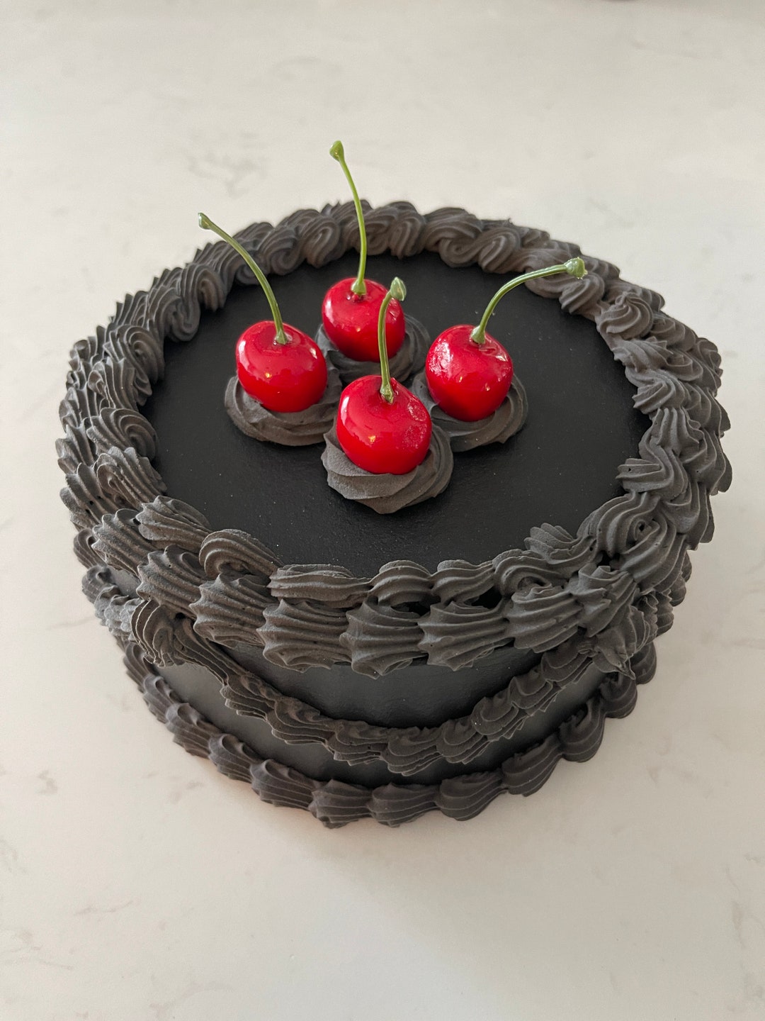Black Fake Cake With Cherries: Photo Prop Cake (7x4”) - Etsy