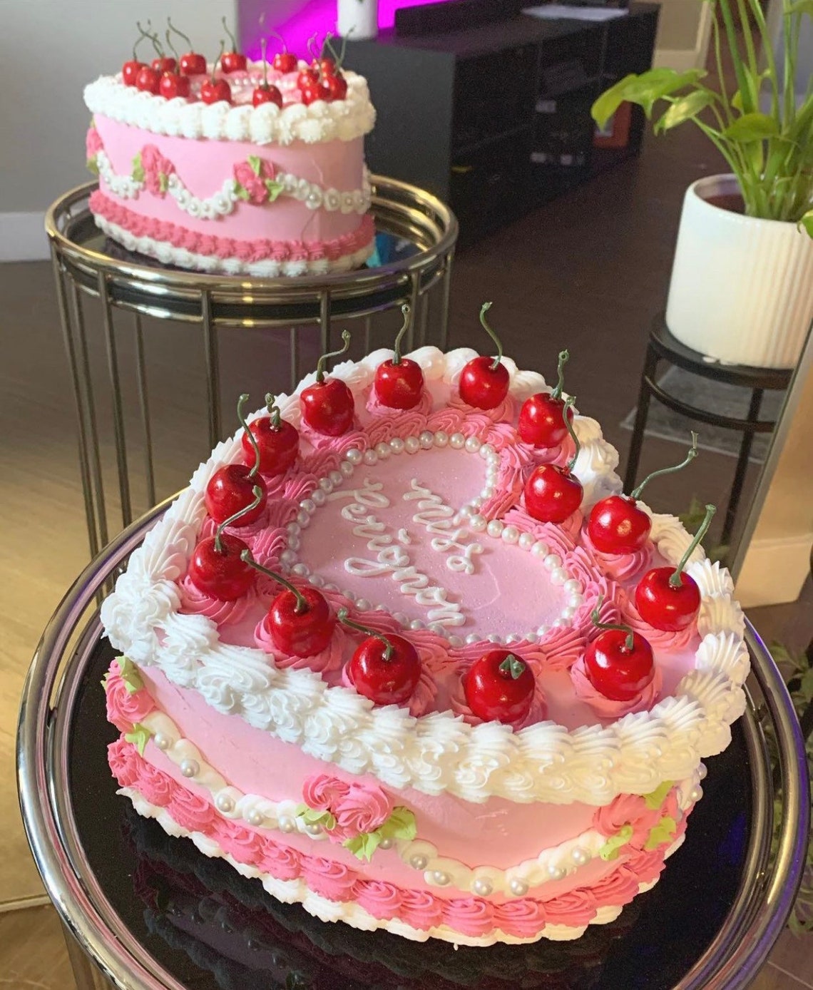 Cherry Heart Fake Cake: Y2K Vintage Kitchen Decor Prop - Etsy