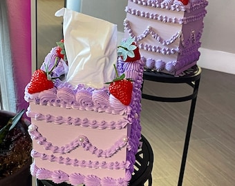 Pink Cake Tissue Box Cover - Etsy