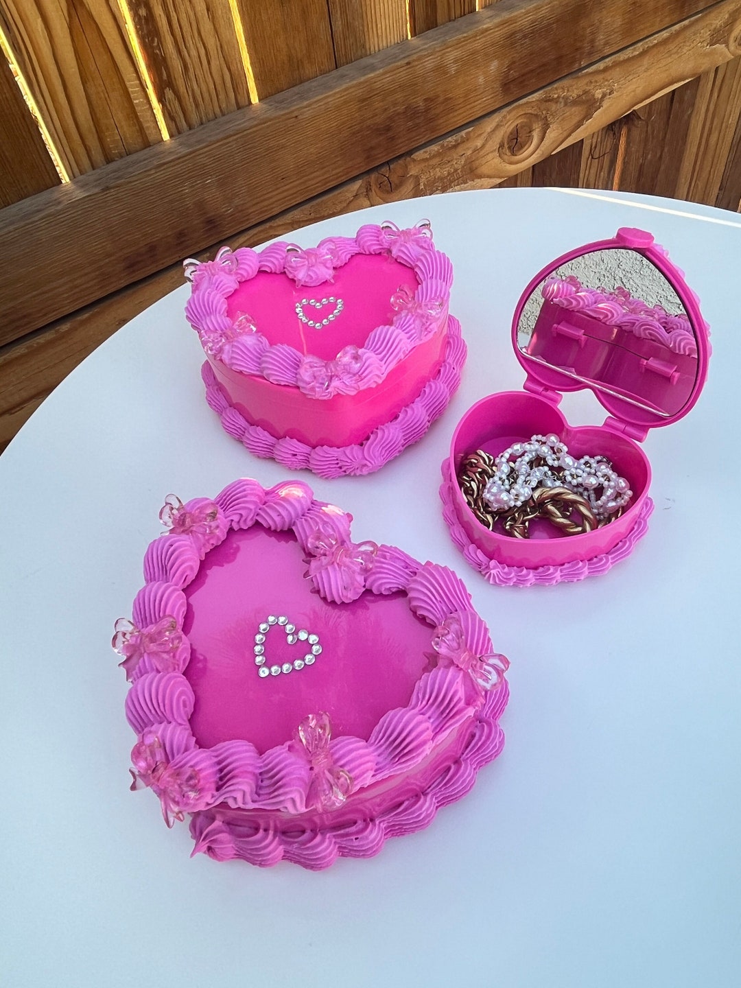 READY TO SHIP - Fake Cake Jewelry Box, Trinket Box, Heart Shaped Cake ...