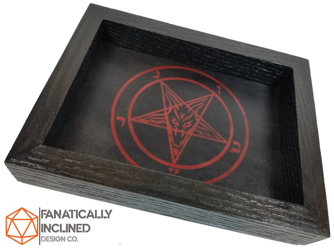 Sigil of Baphomet Dnd EDC Valet Dice Tray Handmade Oak Leather Critical ...