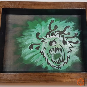 Beholder Green Handmade Oak Wood Leather Dnd EDC Valet Dice Tray D20 ...