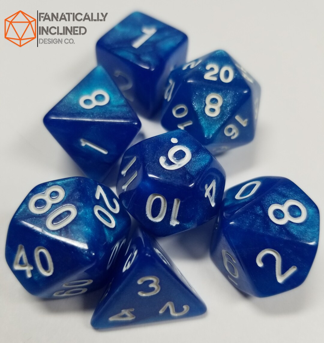 Cobalt Blue Glitter Dice Set Swirl Mystical DND Dungeons and Dragons ...