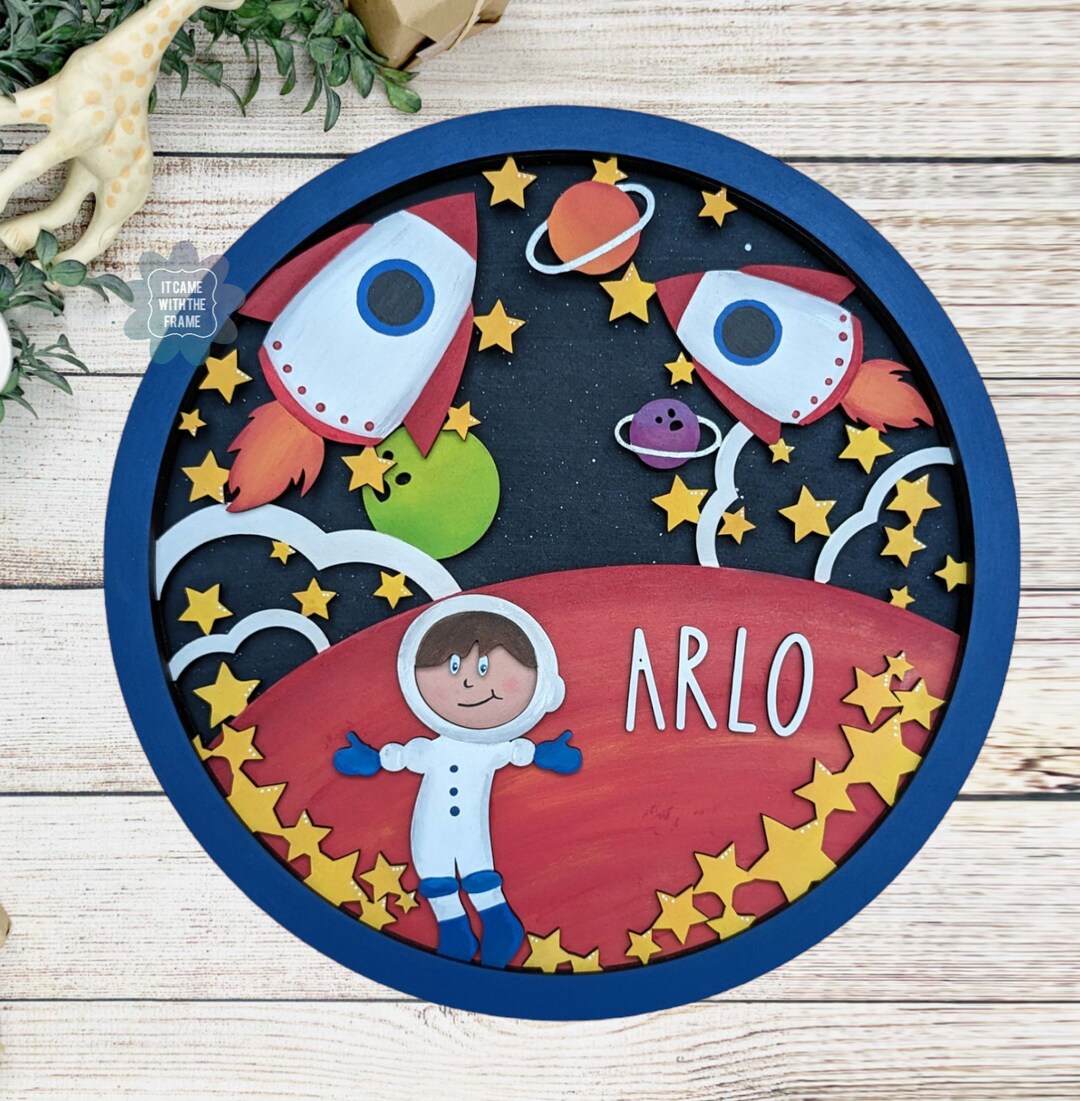 3d Space Themed Door Sign, Outer Space Name Plaque, Astronaut and ...