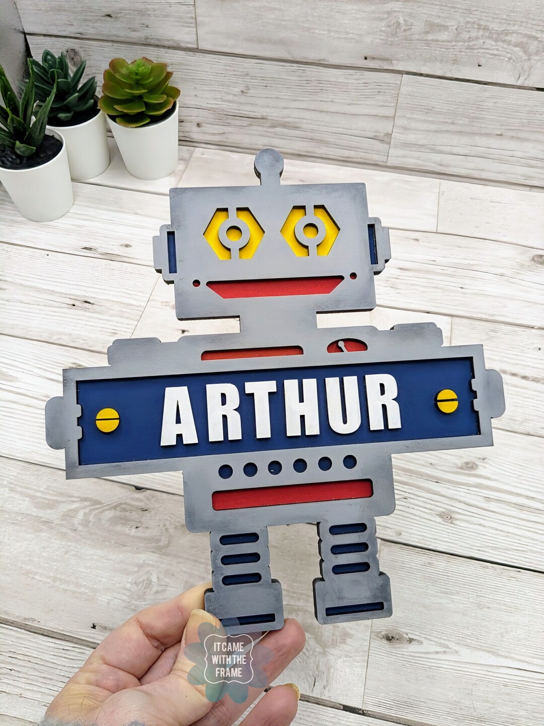 Robot Door Sign / Kids Bedroom Door Plaque/ Robot Name Sign ...