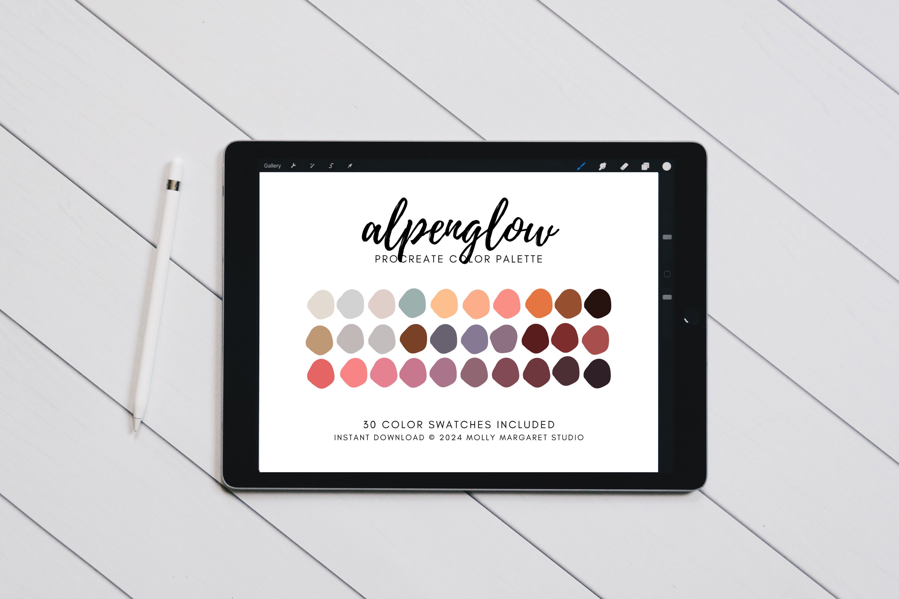 Alpenglow Colors Procreate iPad Swatches and Palette, Natural Color ...